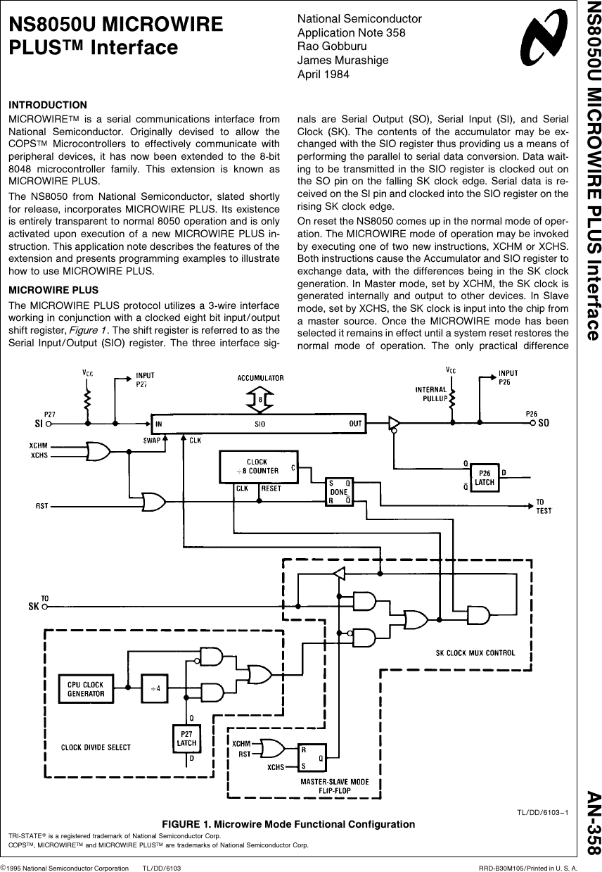 NS 8050U MICROWIRE PLUS Interface AN 0358