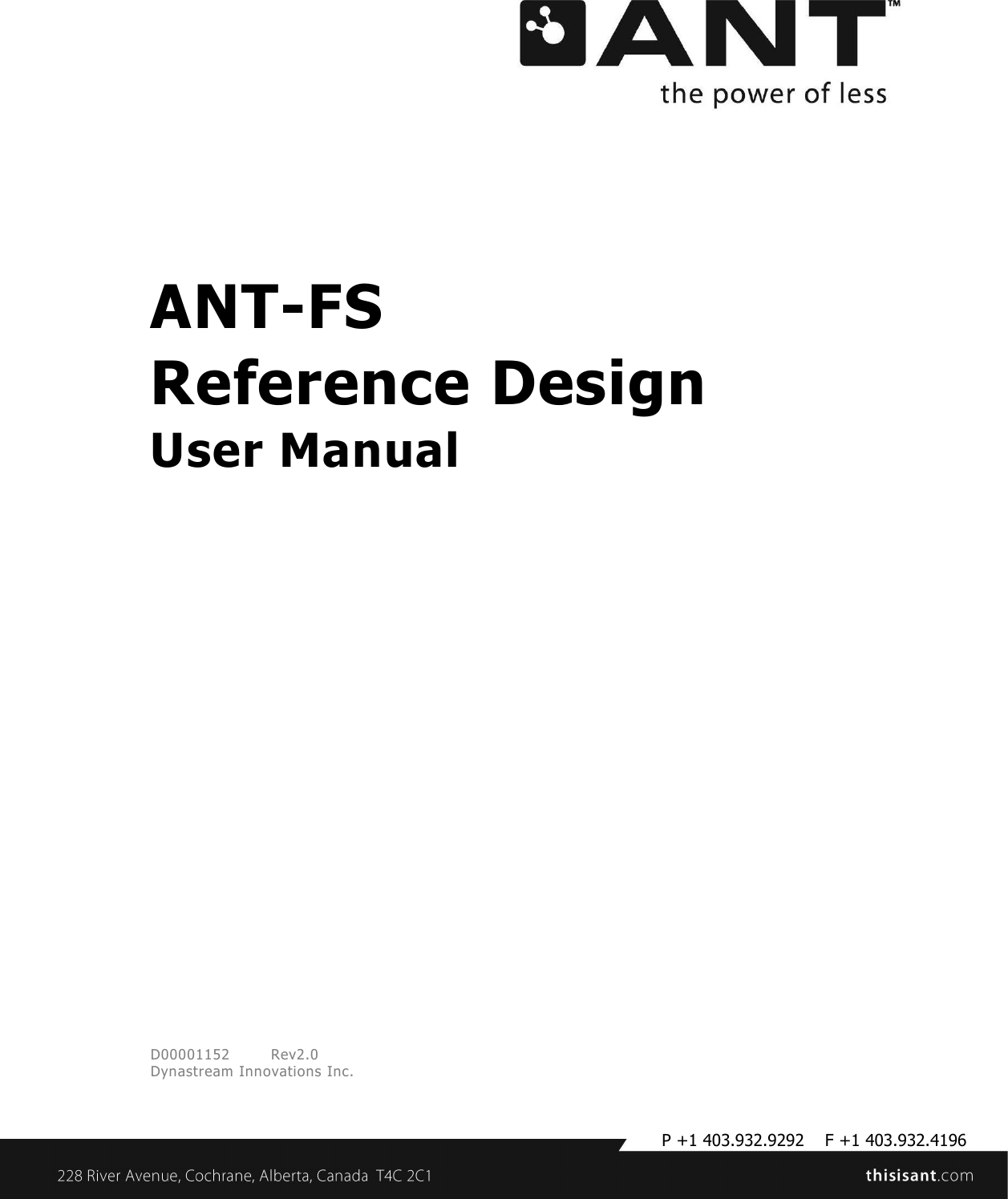 D00001152 ANT FS Reference Design User Manual Rev 2 0