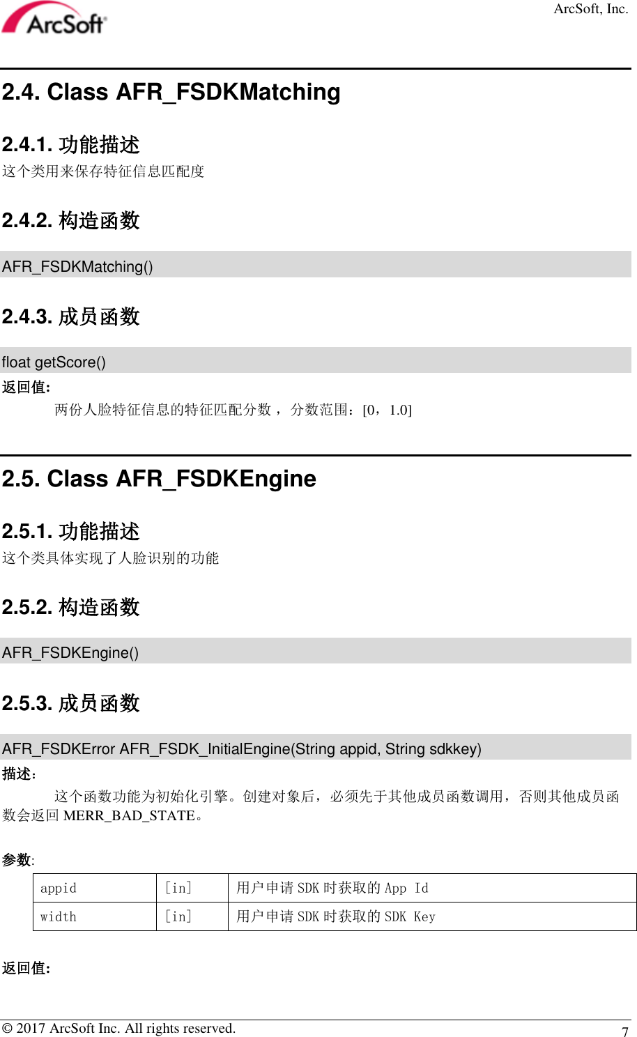 ArcSoft Product FACE RECOGNITION DEVELOPER'S GUIDE