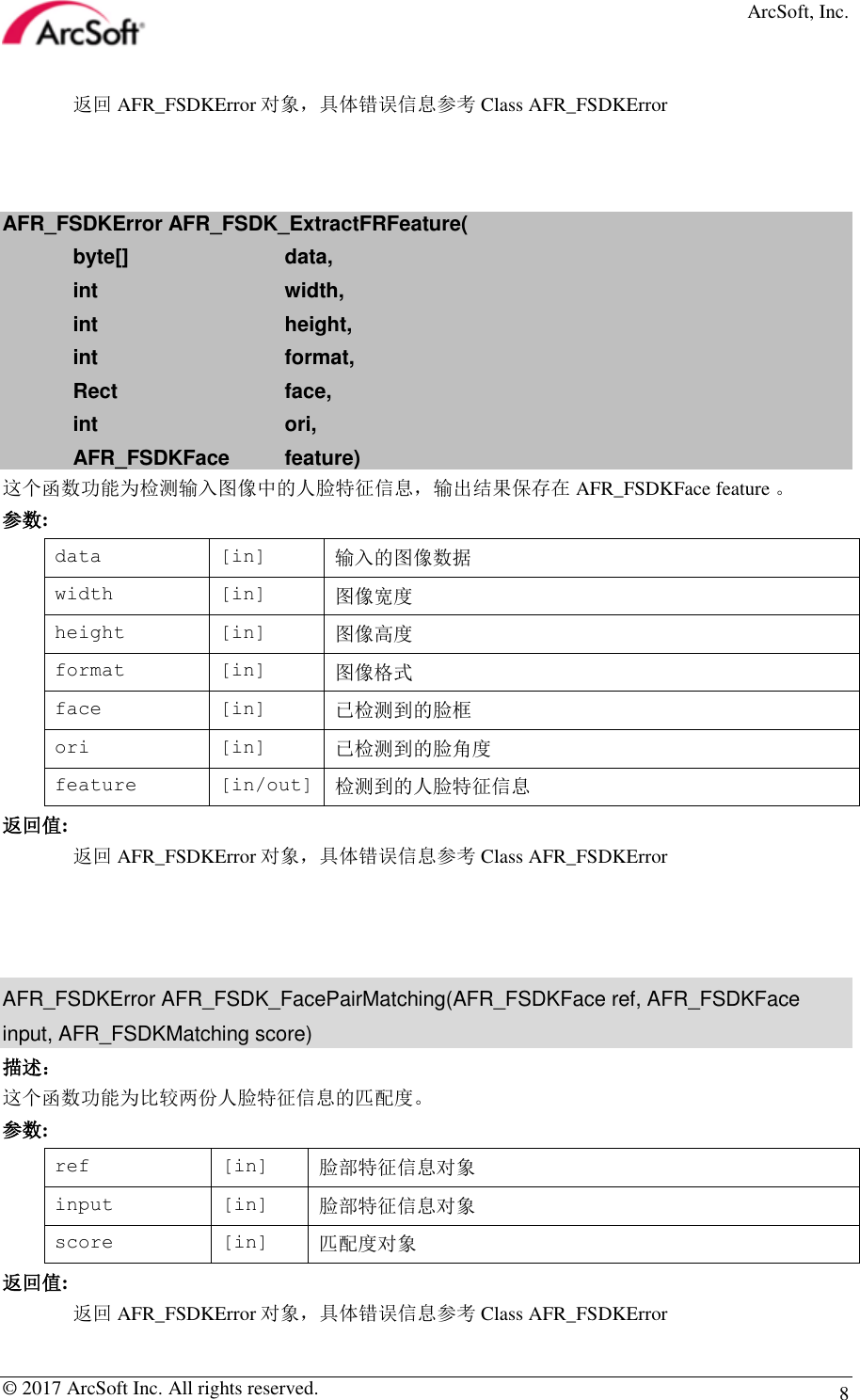 ArcSoft Product FACE RECOGNITION DEVELOPER'S GUIDE
