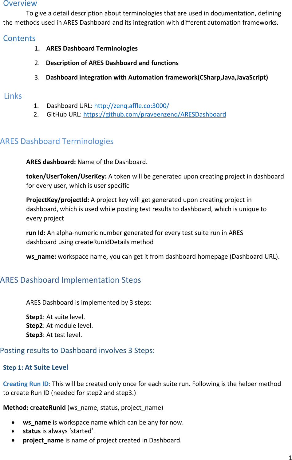 ARES Dashboard User Guide