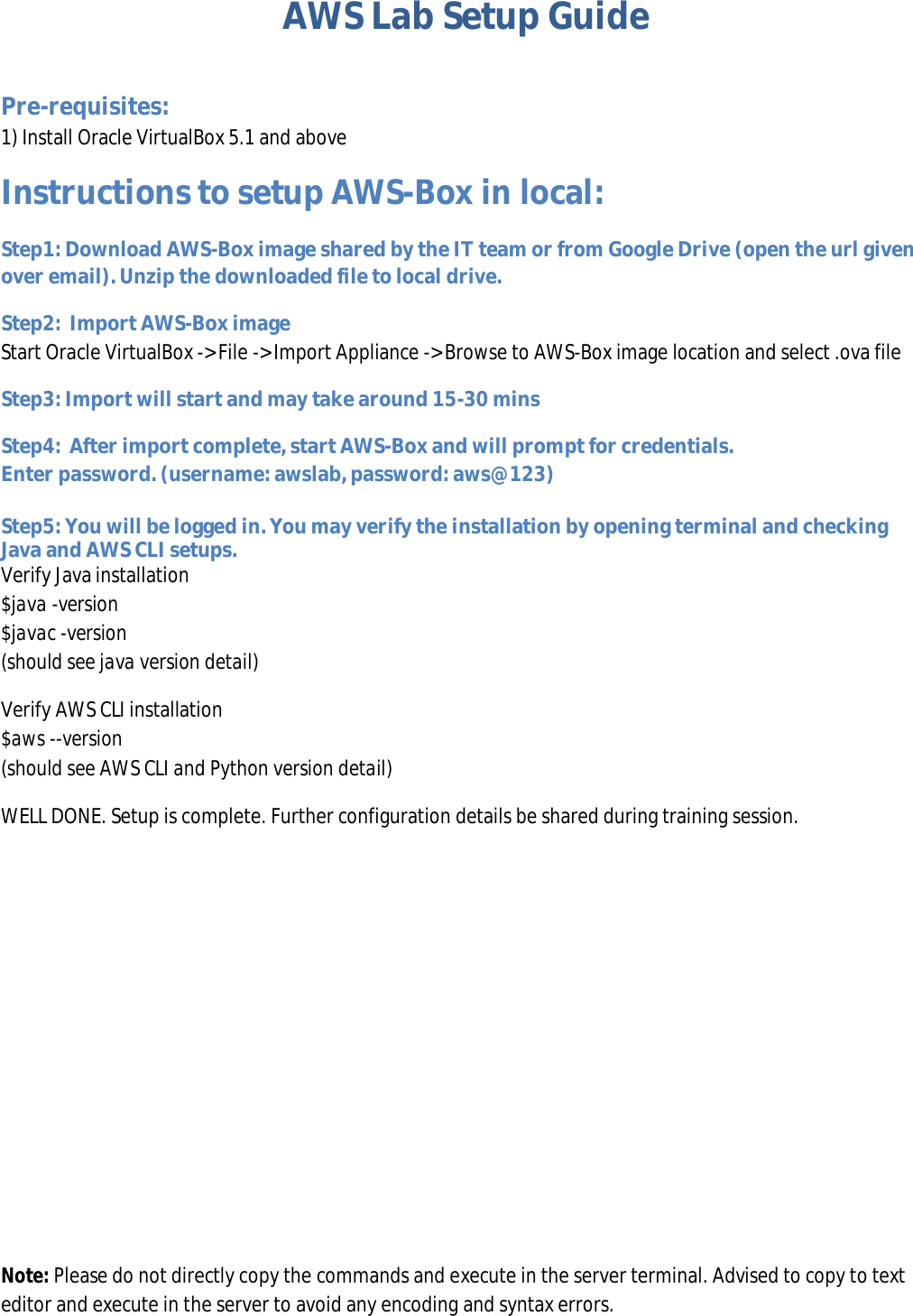 AWS Lab_Setup_Guide V1.0x Lab Setup Guide V1.0