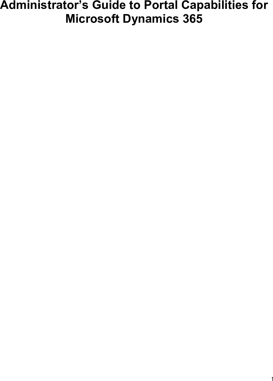 Administrator's Guide To Portal Capabilities For Microsoft Dynamics 365