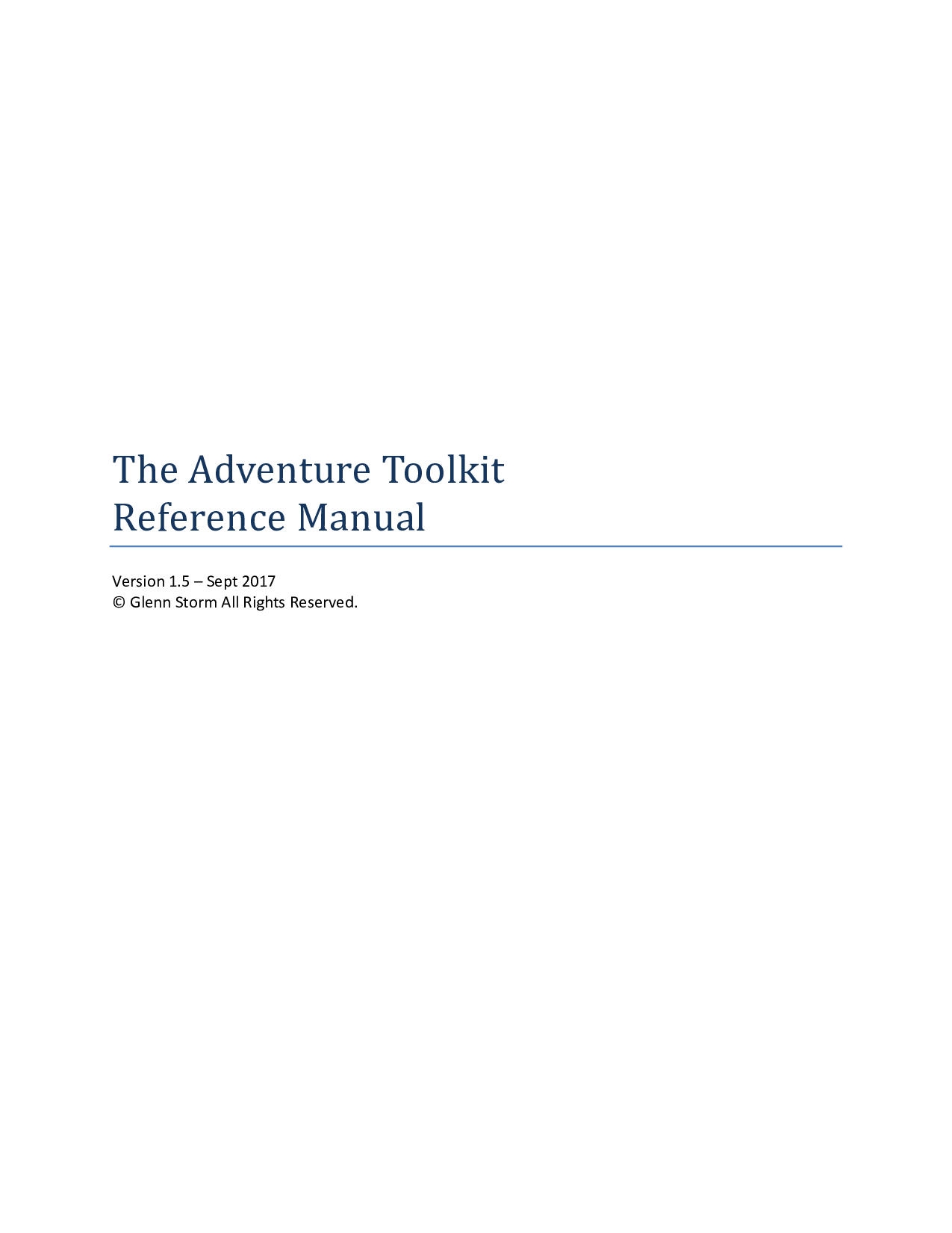 Adventure Toolkit Reference Manual