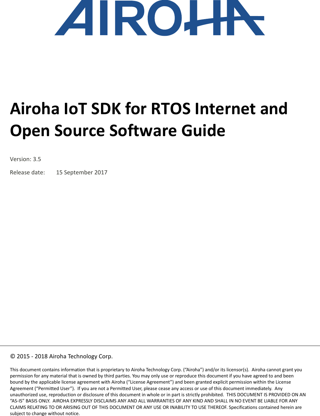 Airoha IoT SDK For RTOS Internet And Open Source Software Guide Io T
