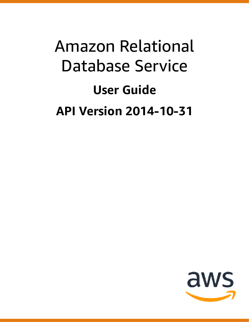 Amazon Relational Database Service User Guide RDS