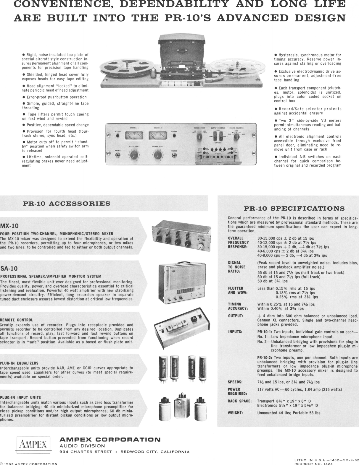 Ampex PR 10 Brochure 1962