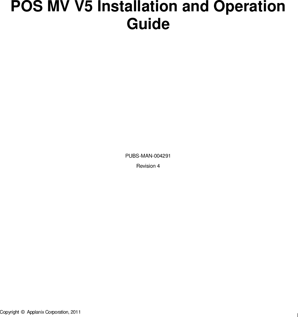 POS MV V5 Installation And Operation Guide Applanix Manual