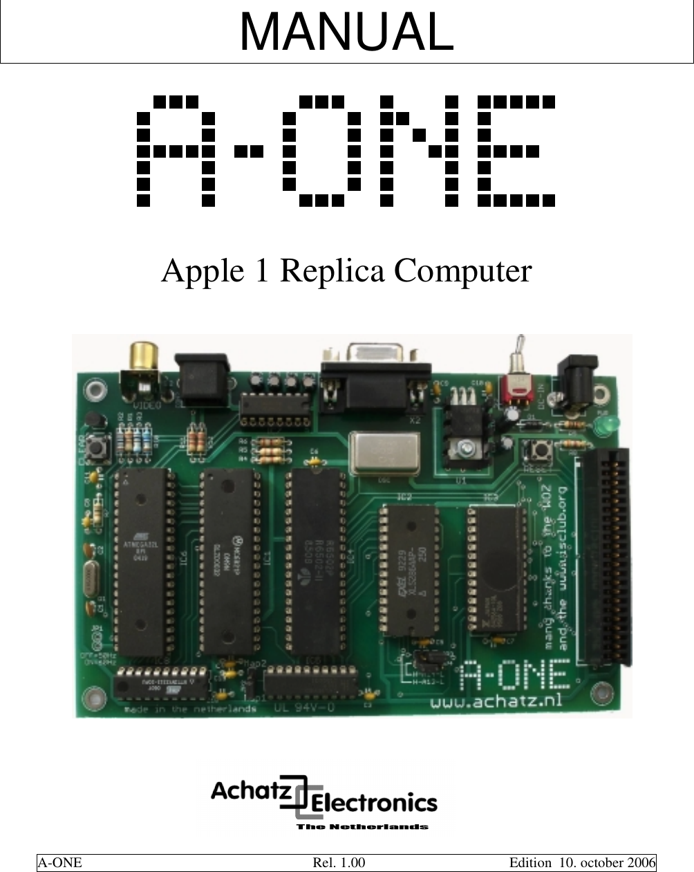 Circuit Cellar Apple 1 Replica Computer Manual