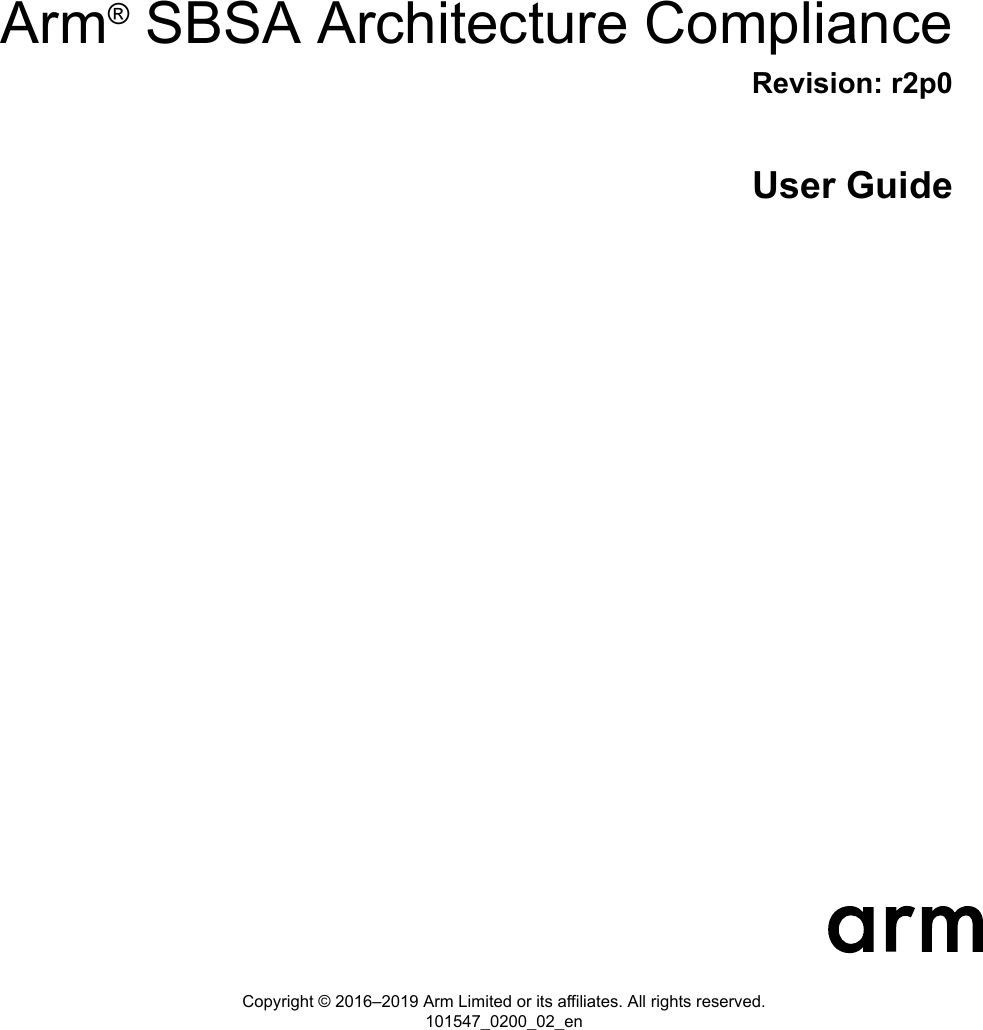 Arm® SBSA Architecture Compliance User Guide Arm