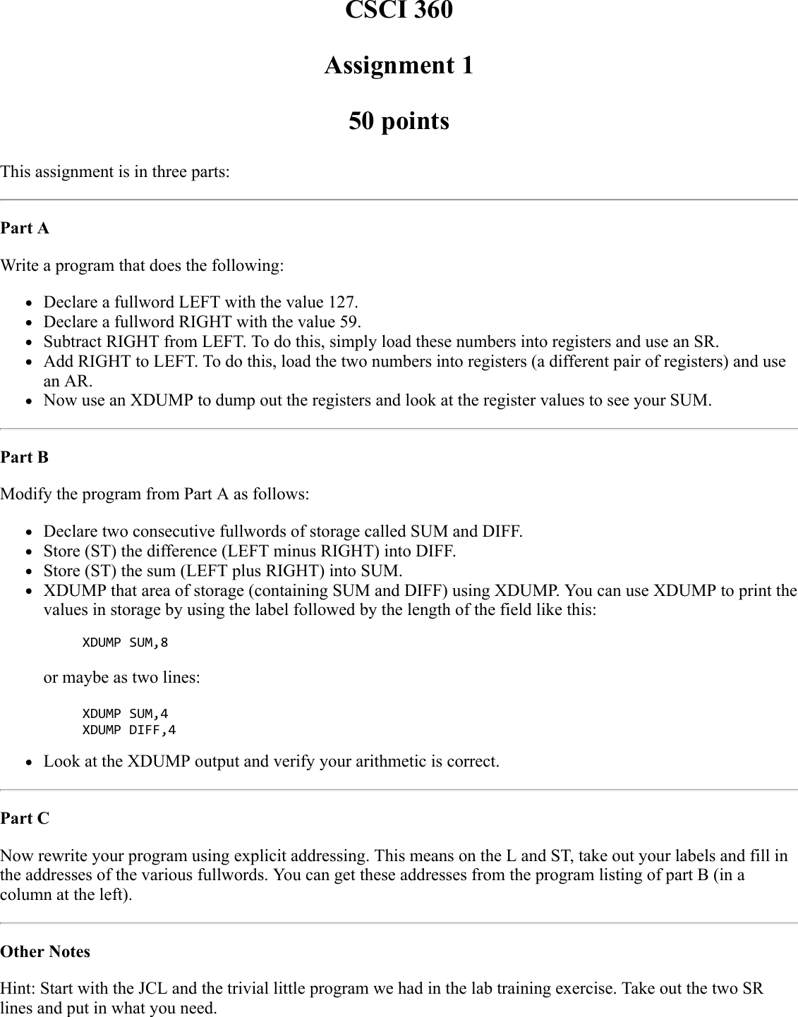 Assignment 1 Instructions Assignment 1 Instructions