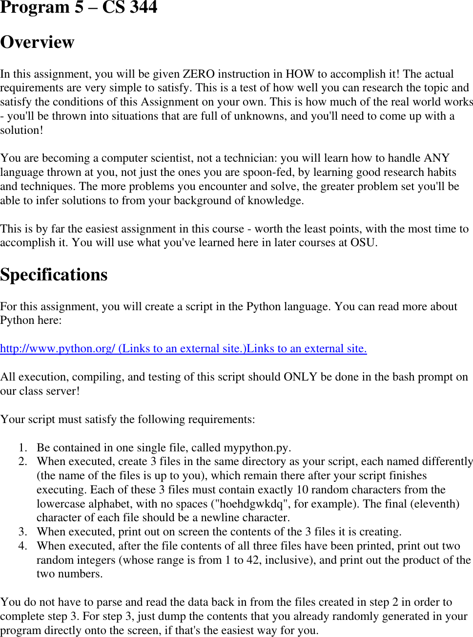 Assignment 5 Instructions