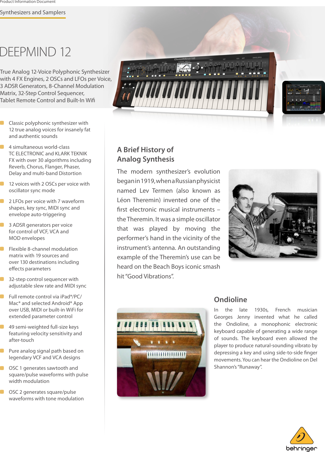 Behringer DEEPMIND 12 Product Information Deep Mind P0AC5