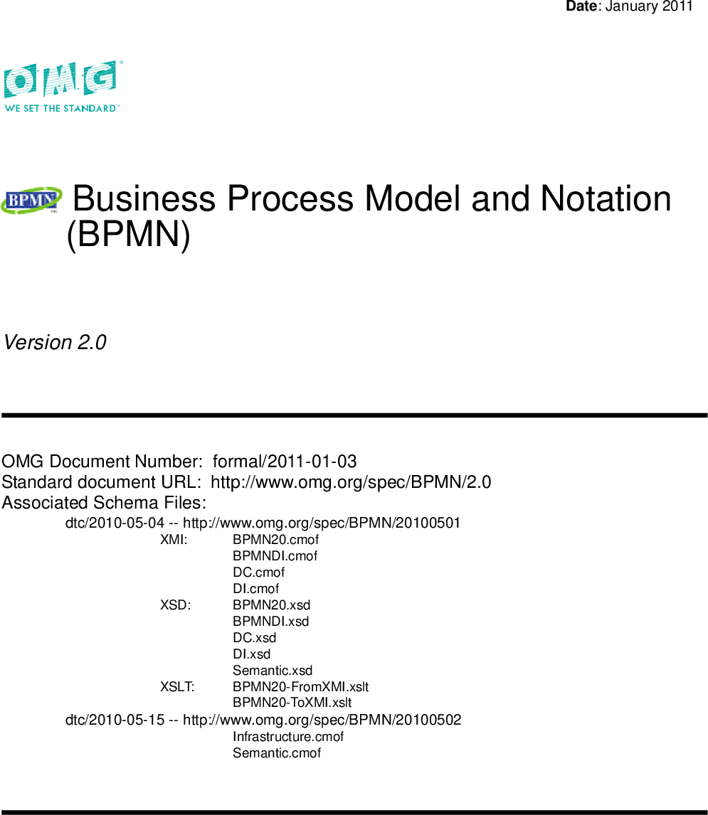 Business Process And Notation (BPMN), Version 2.0 BPMN Manual