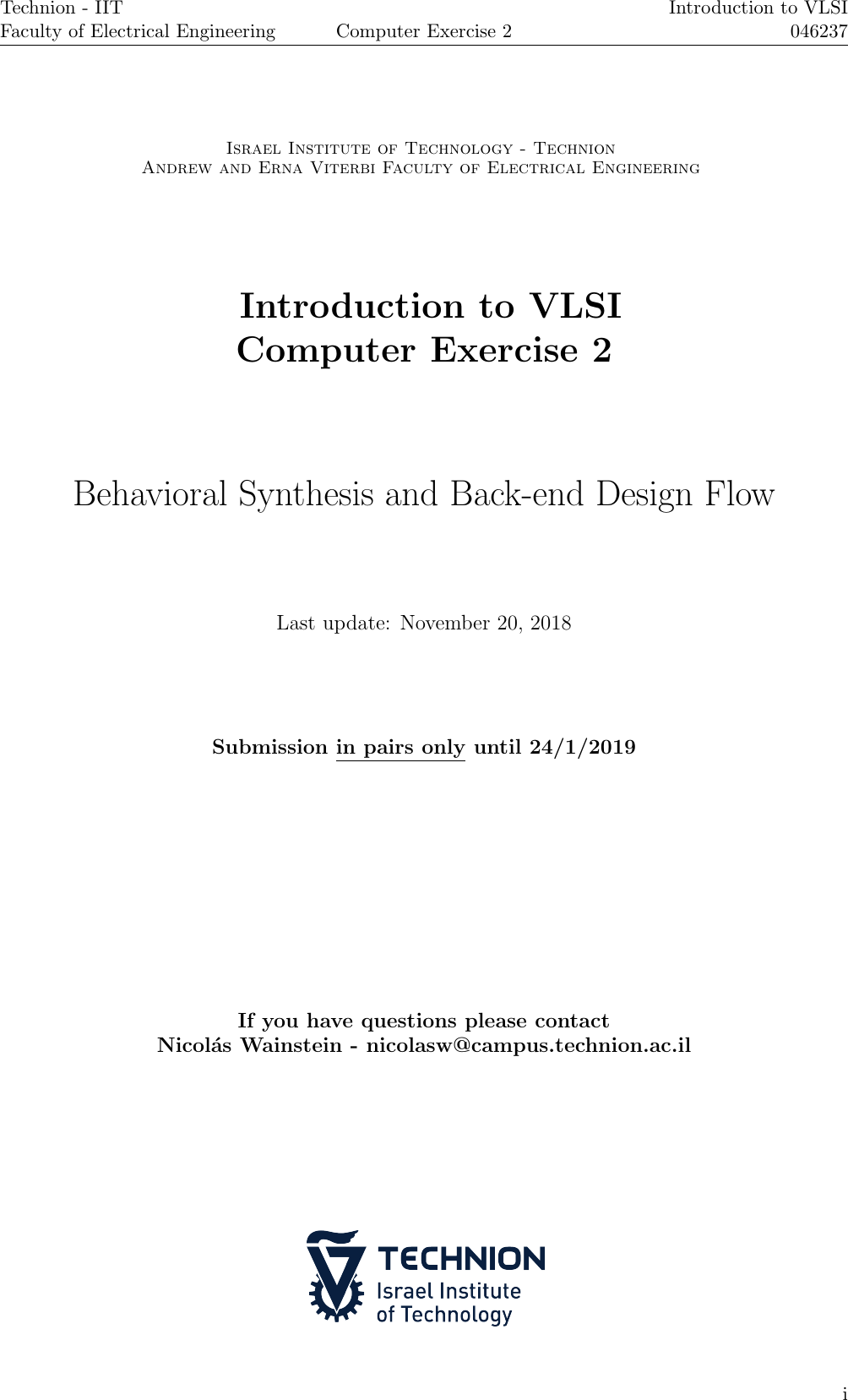Behavioral Synthesis And Back End Design Instructions