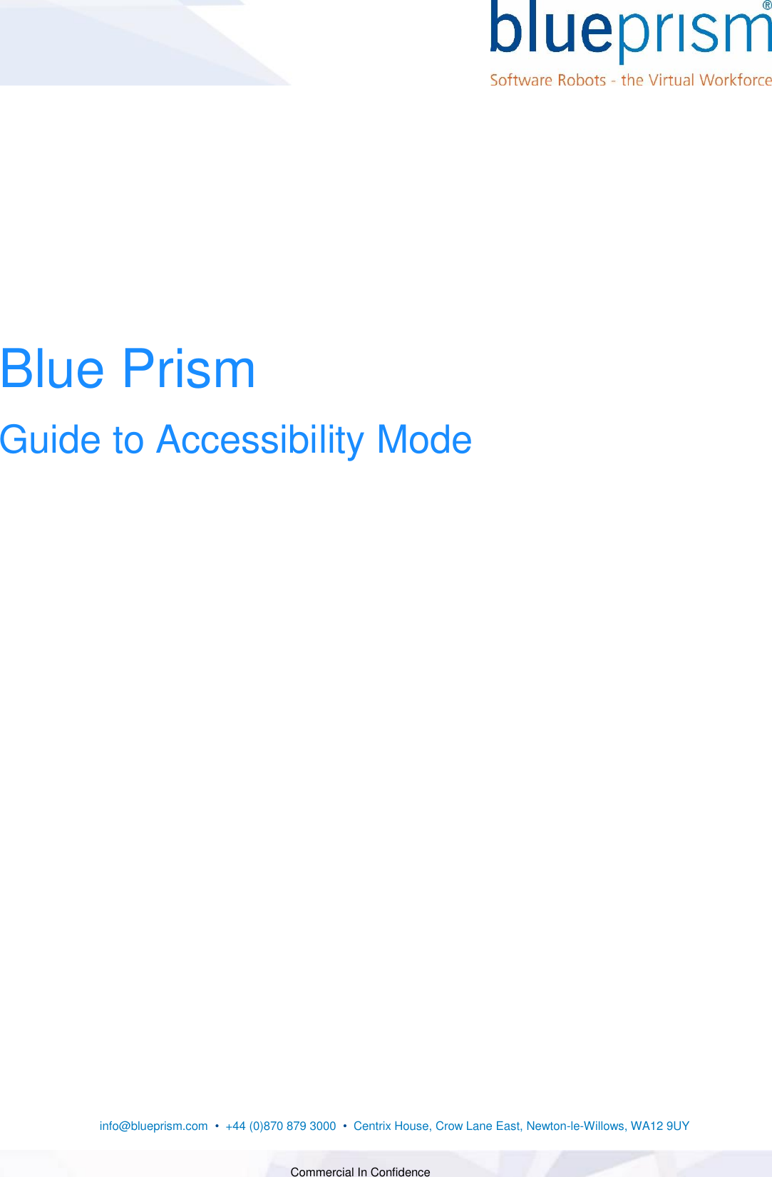 Blue Prism Guide To Accessibility Mode