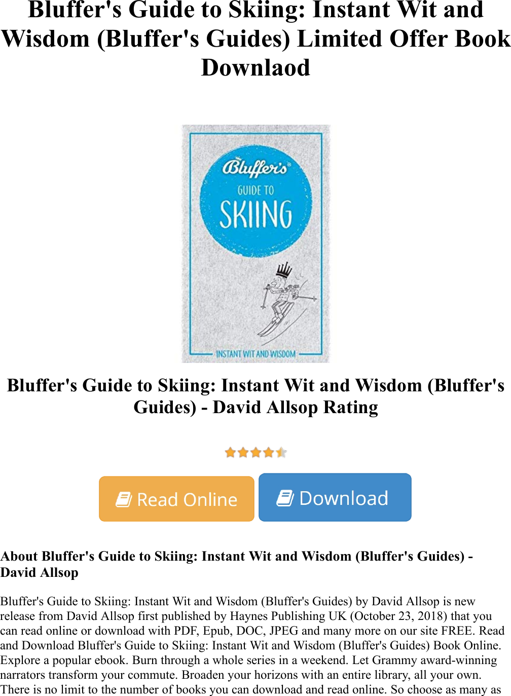 Bluffer's Guide To Skiing: Instant Wit And Wisdom (Bluffer's Guides ...