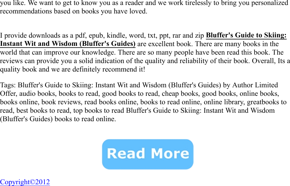 Bluffer's Guide To Skiing: Instant Wit And Wisdom (Bluffer's Guides ...