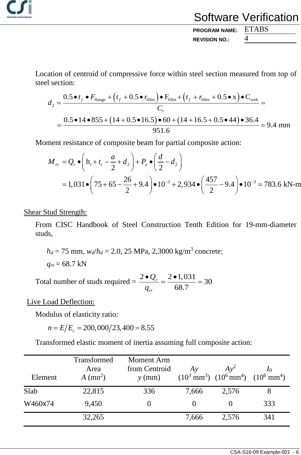 Contents CSA S16 09 Example 001