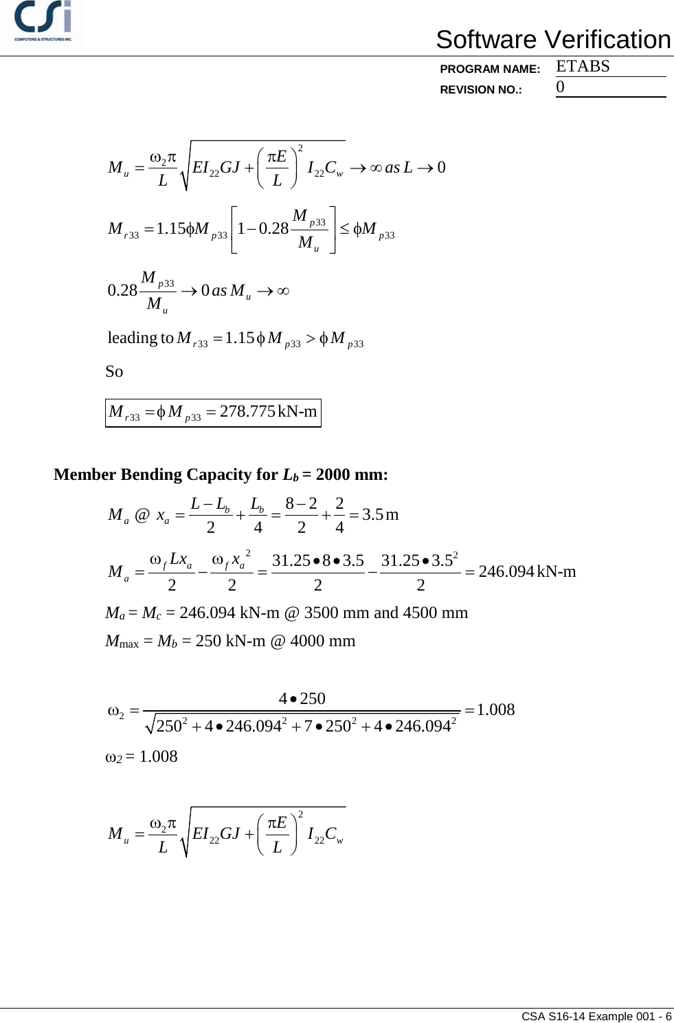Contents CSA S16 14 Example 001