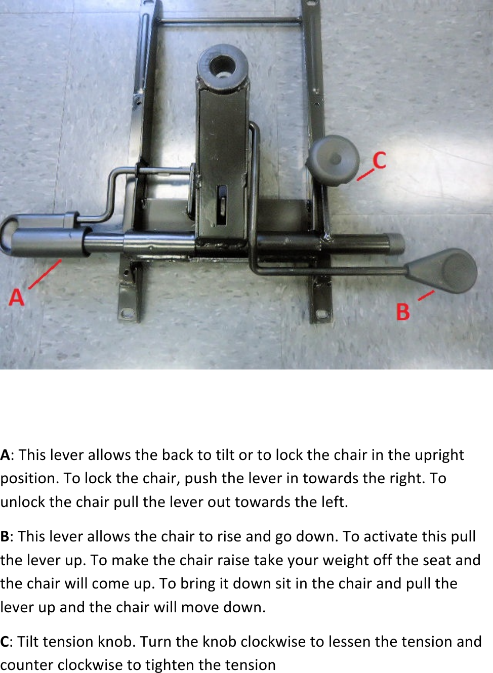 Chair adjustment instructions X