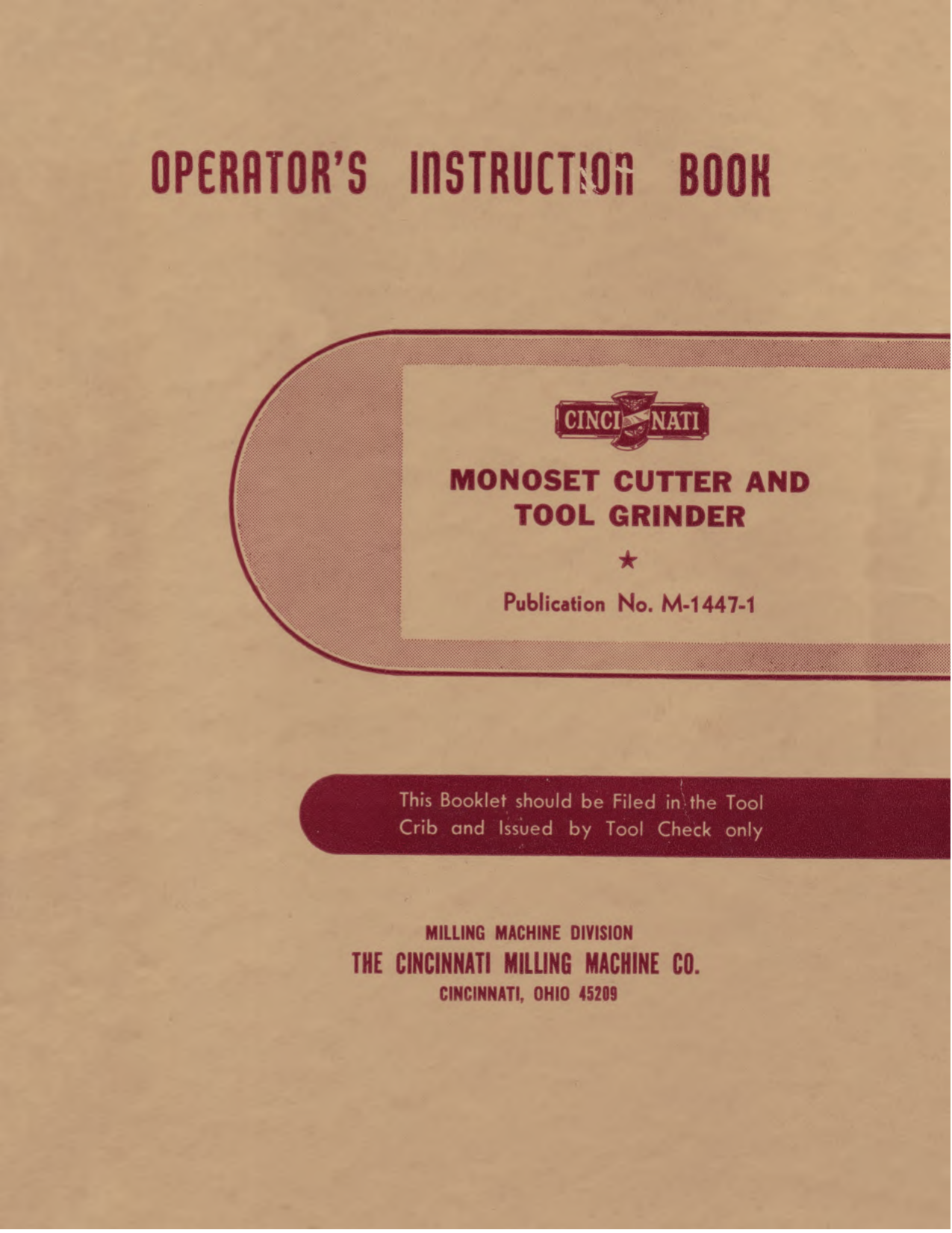 Cincinnati Monoset Grinder Manual