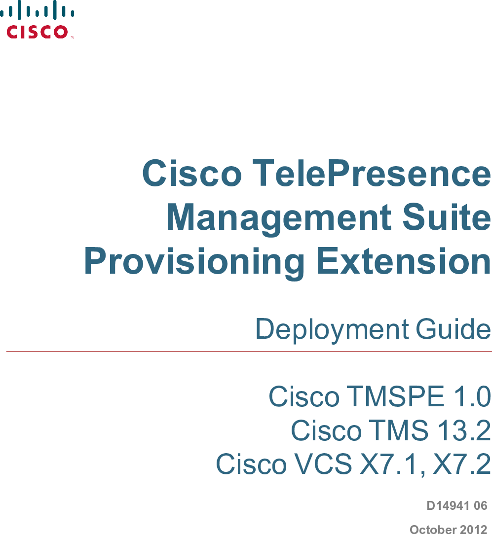 Cisco Telepresence Management Suite Provisioning Extension Deployment