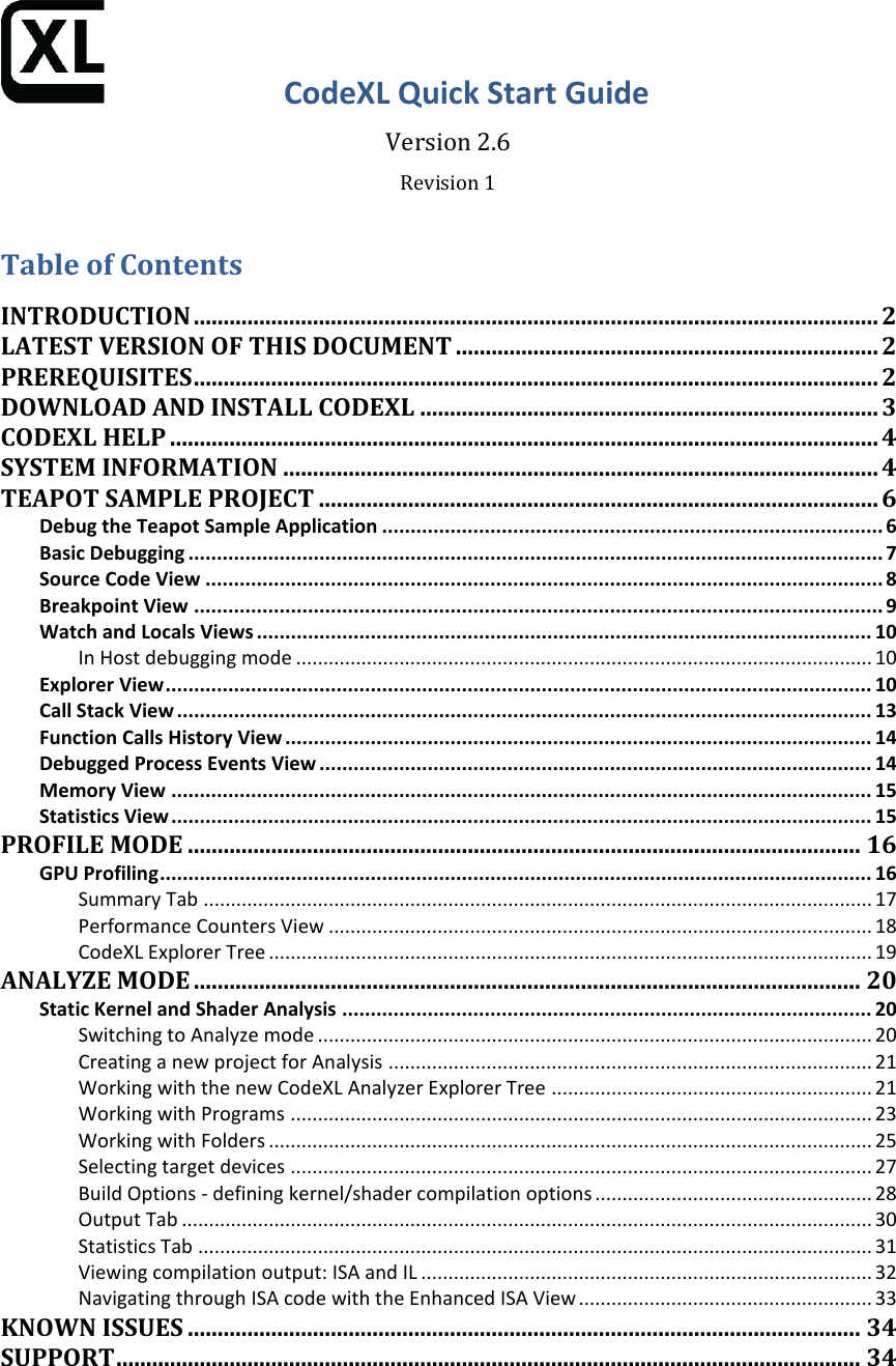 Getting Started With CodeXL Code XL Quick Start Guide