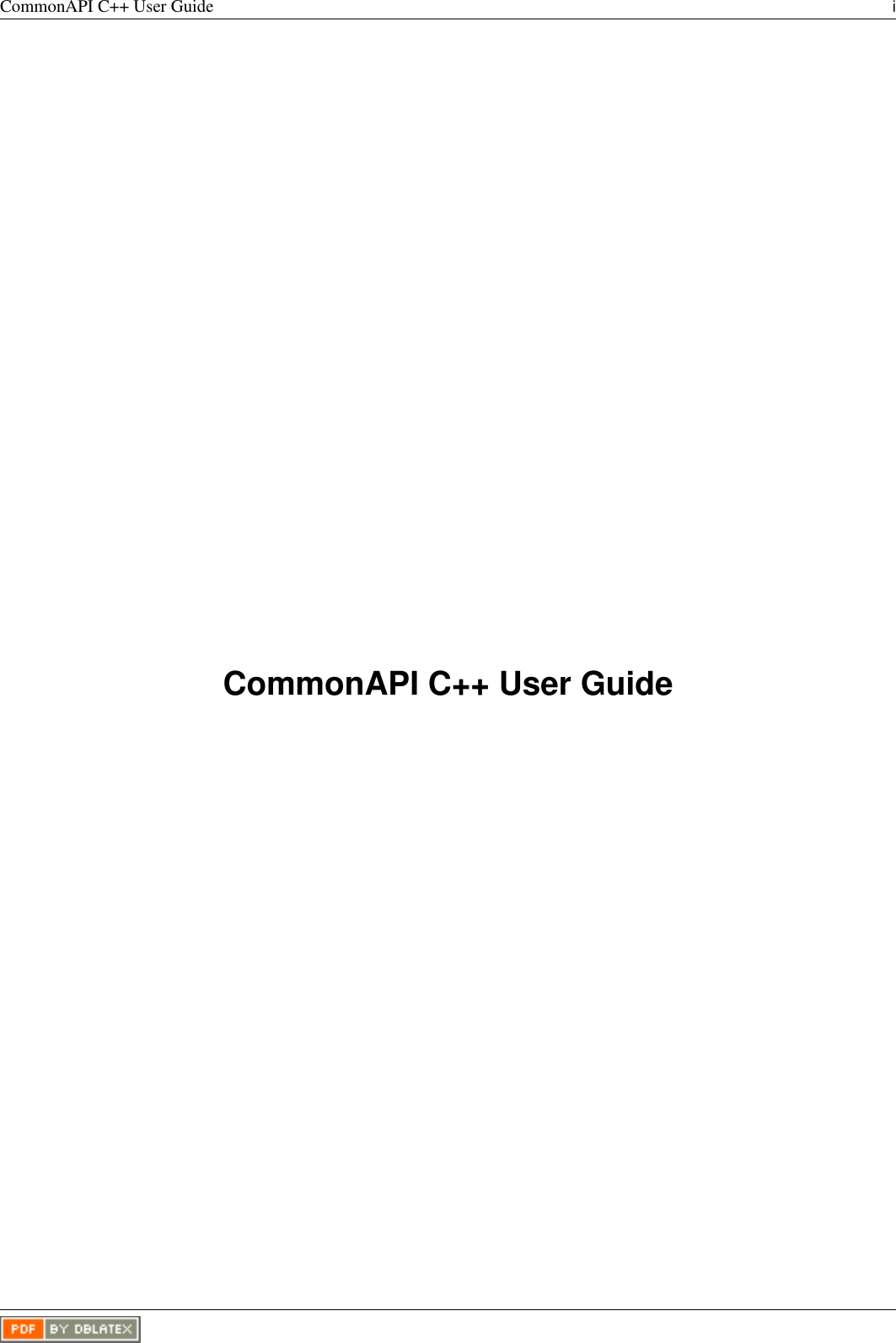 CommonAPI C++ User Guide Common APICpp