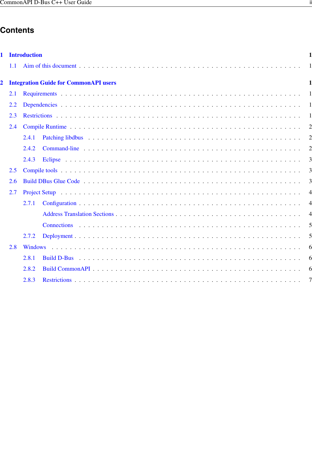 CommonAPI D Bus C++ User Guide Common APIDBus Cpp