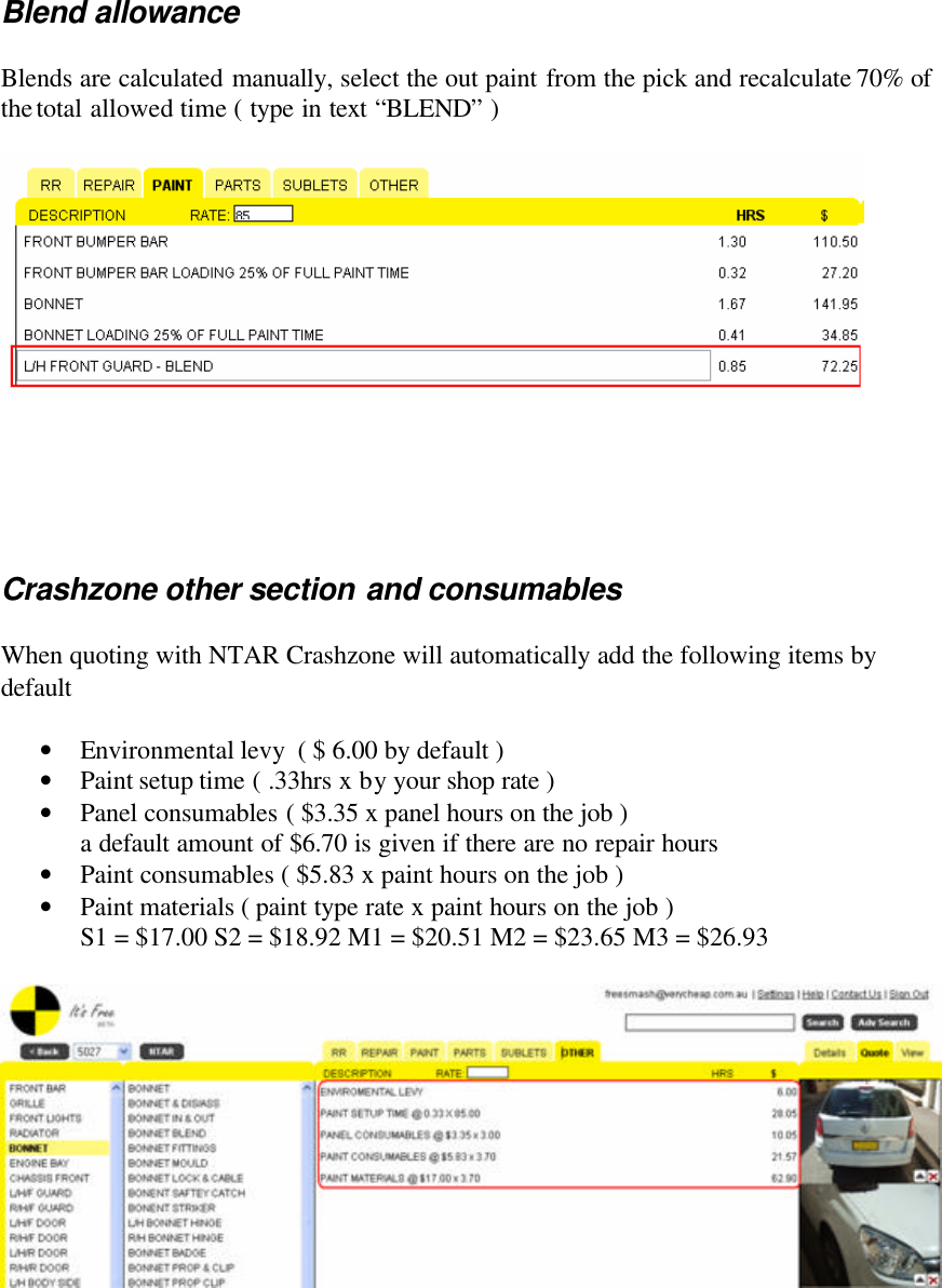 Crashzone Quoting With NTAR User Manual 20090629