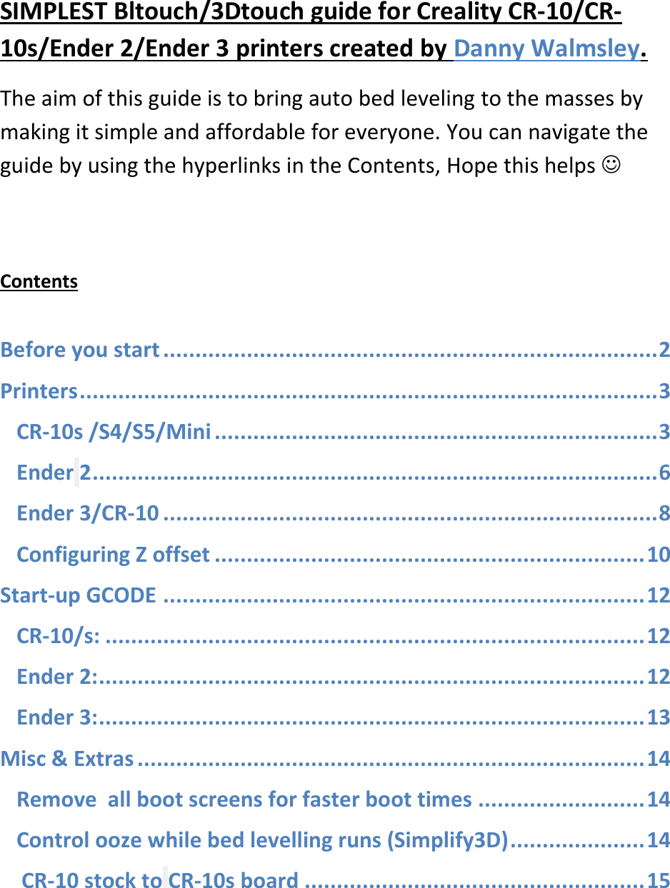 Creality BLTOUCH Guide