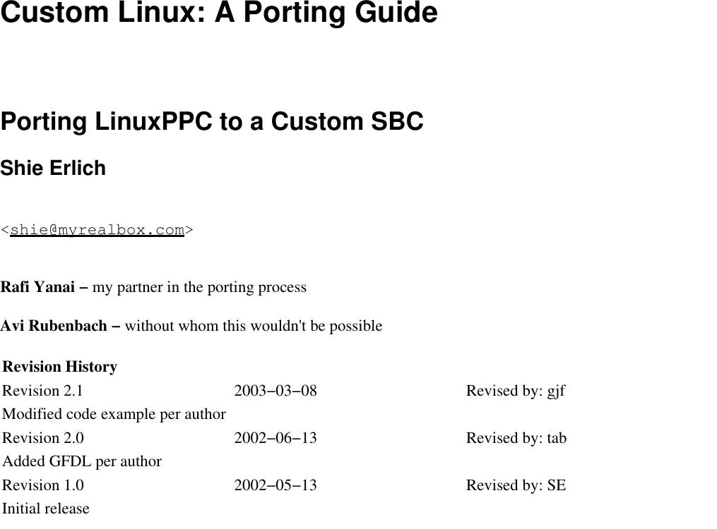 Custom Linux: A Porting Guide