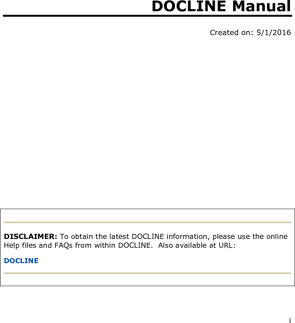 DOCLINE Manual