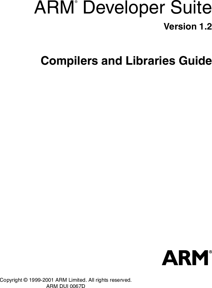 ARM Developer Suite Compilers And Libraries Guide DUI0067Compilers