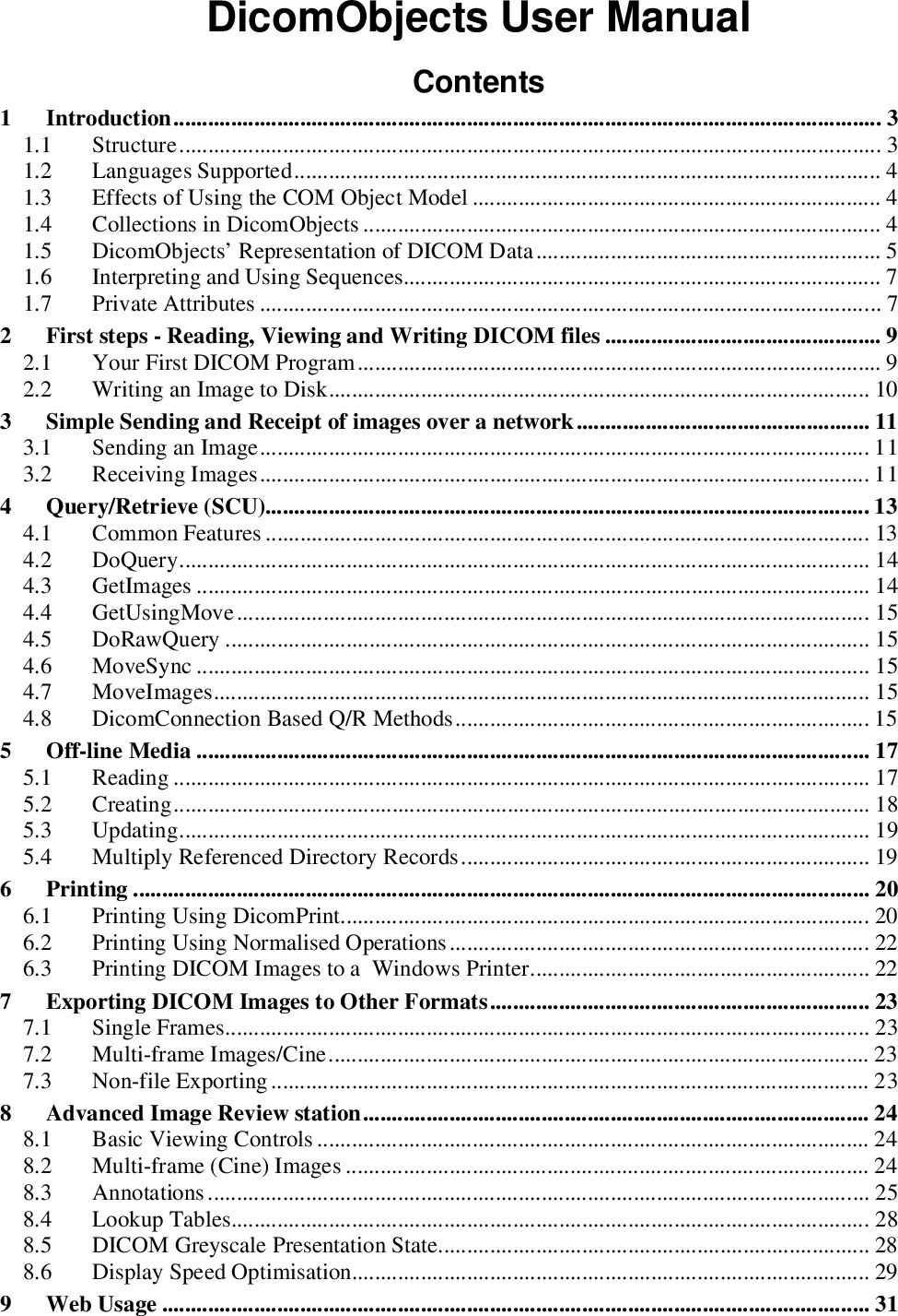 Dicomobjectsusermanual Dicom Objects User Manual 9642