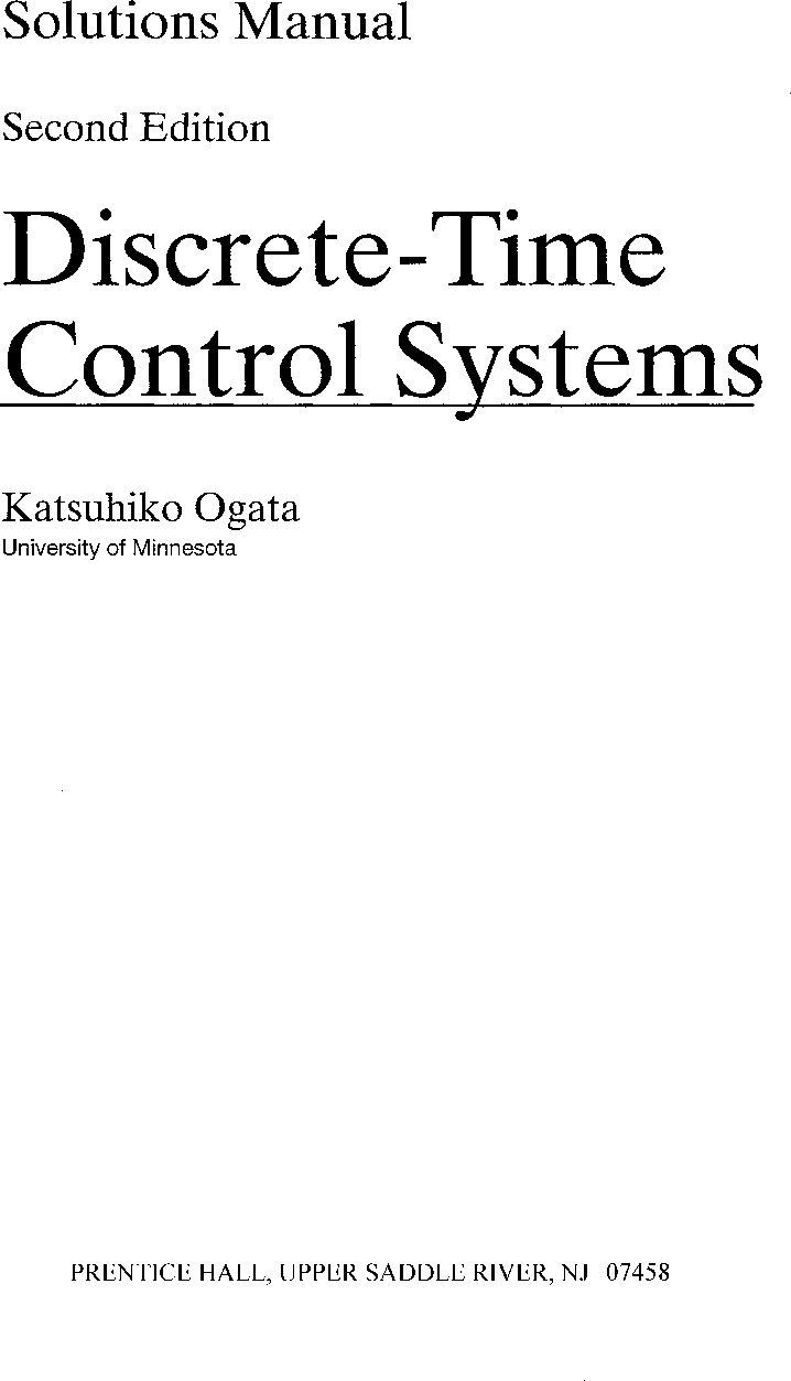 Discrete Time Control Systems Manual Ogata Solucionario