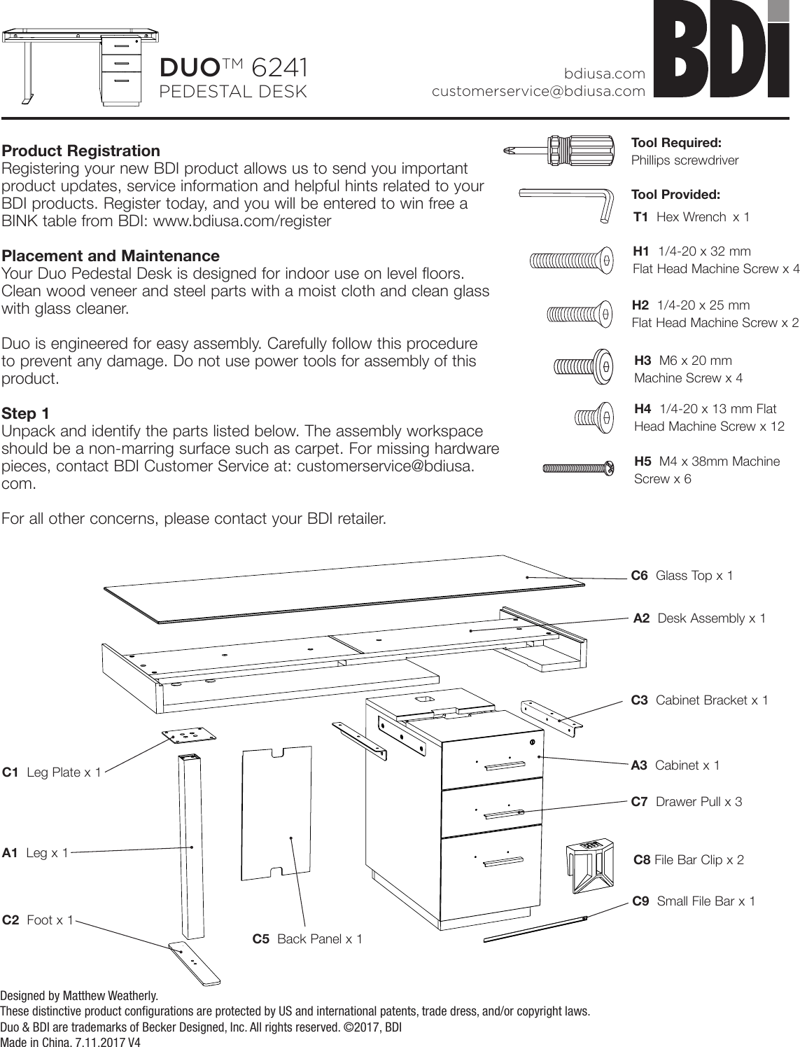 Duo 6241 Desk Bdi Assembly Instructions 07112017 V4