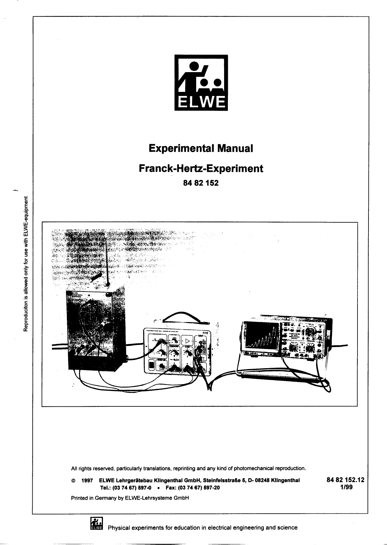 ELWE Franck Hertz Actually Used Apparatus 8482152 Manual