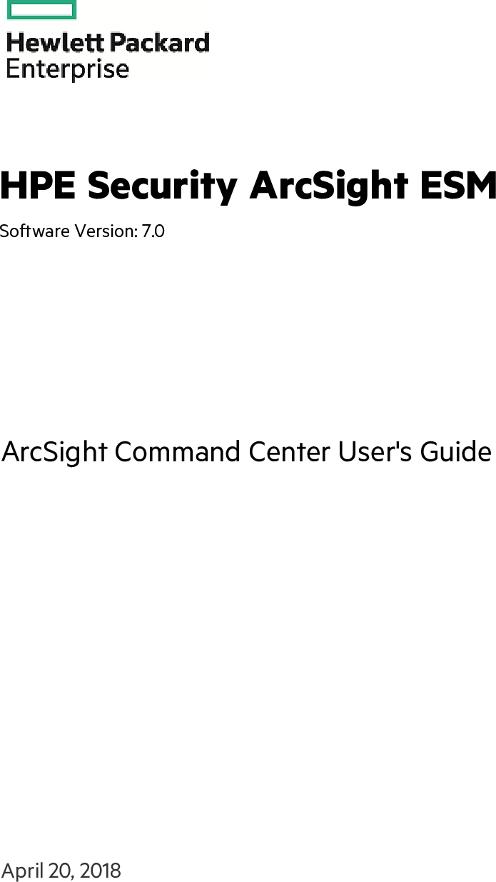 ArcSight Command Center User's Guide ESM User 7.0