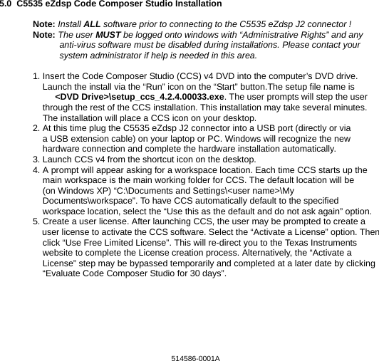 ASSY514586_0001_eZdsp_C5535_Quick_Start_Guide_3g EZDSP5535 Quick Start Guide