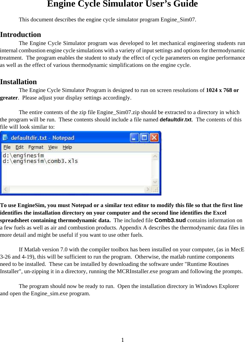D:\WPDOC\WPCURR\WP541\Engine_Sim\Engine Cycle Simulator User's Guide.wpd Engine Sim Guide