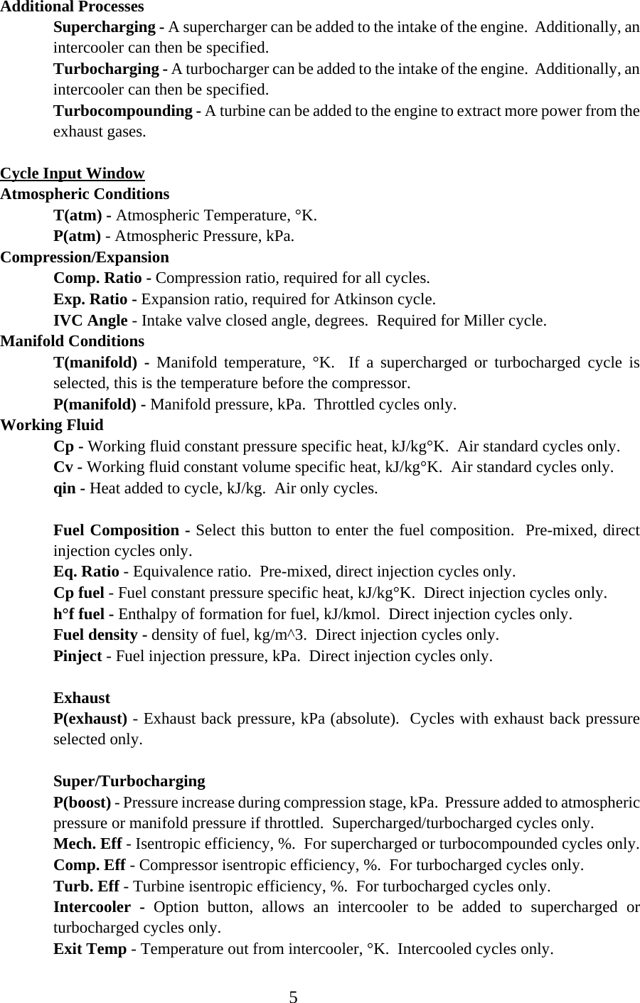 D:\WPDOC\WPCURR\WP541\Engine_Sim\Engine Cycle Simulator User's Guide.wpd Engine Sim Guide