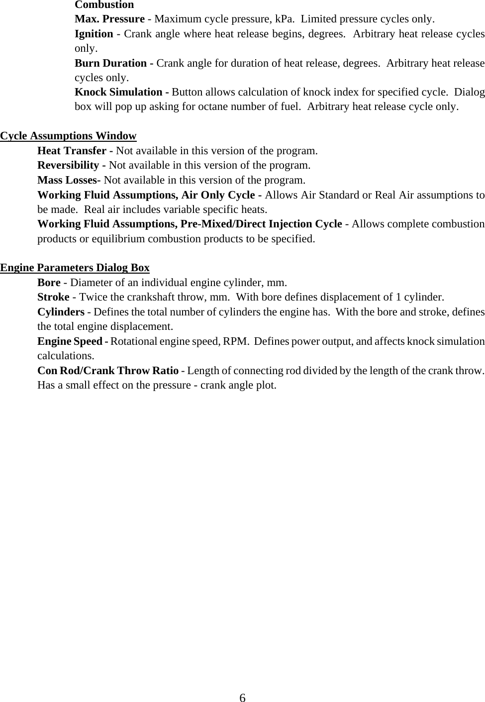 D:\WPDOC\WPCURR\WP541\Engine_Sim\Engine Cycle Simulator User's Guide.wpd Engine Sim Guide