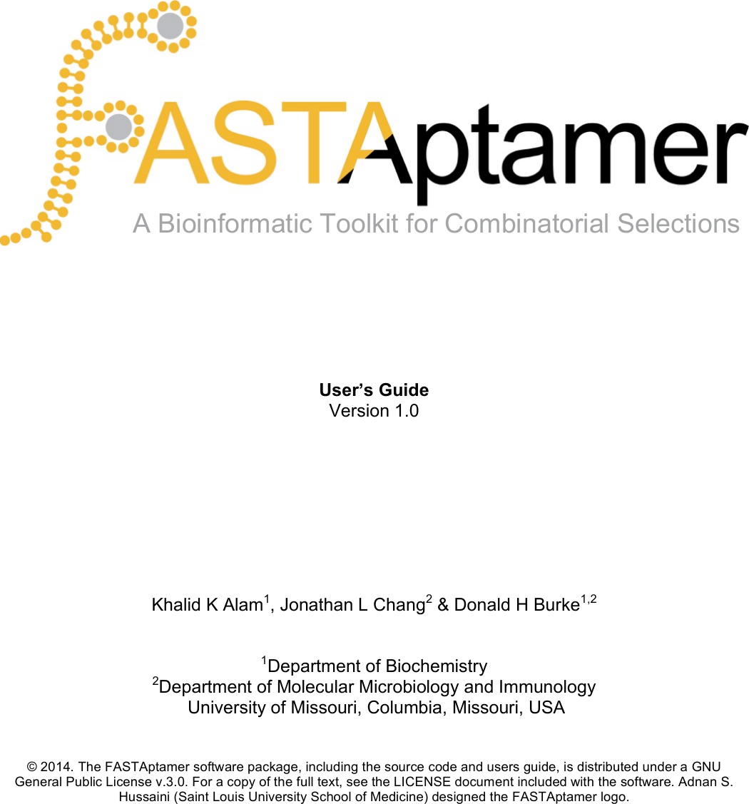 FASTAptamer Users Guide