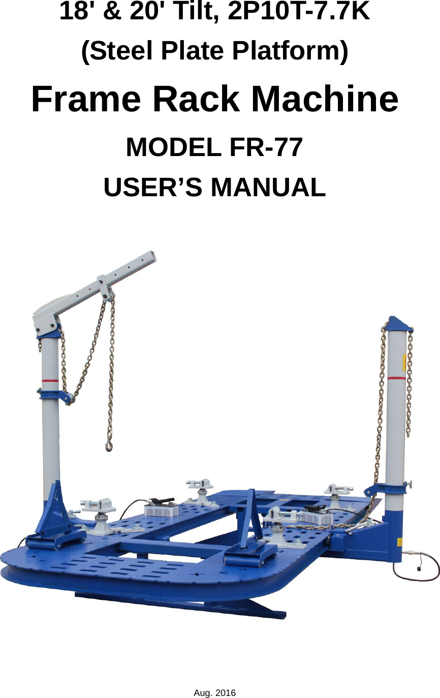 Manual FR77 2016 OCT FR 77 18' & 20' (Oct 2016)