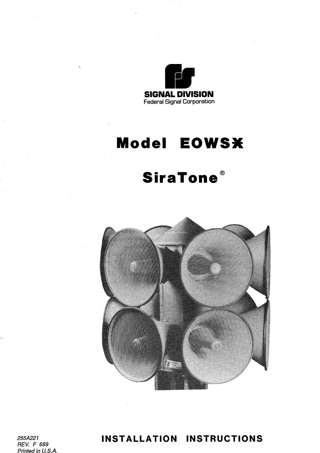 Federal Signal Siratone 77830979 EOWS 1212 and 612 Manual