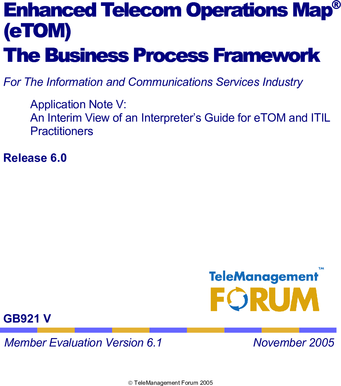 Enhanced Telecom Operations Map® \(eTOM\) GB921 V Guide For E TOM And ...