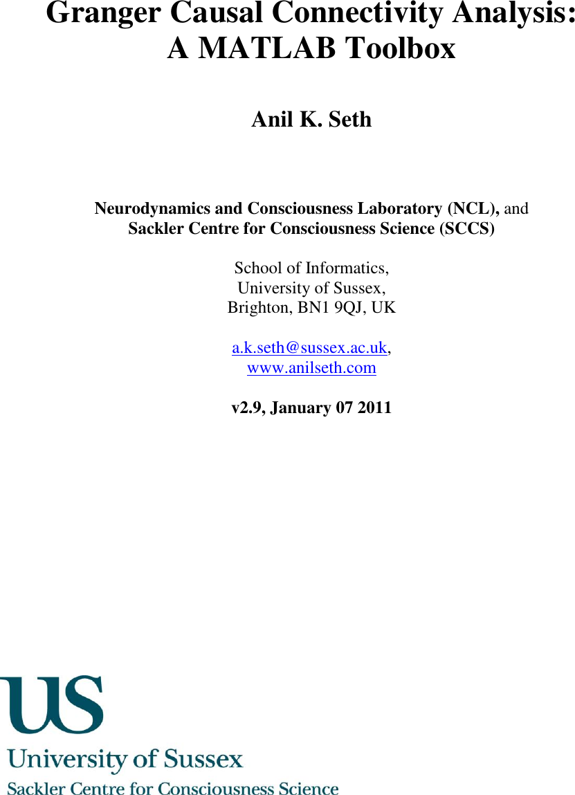 Causal Connectivity Toolbox GCCA Manual
