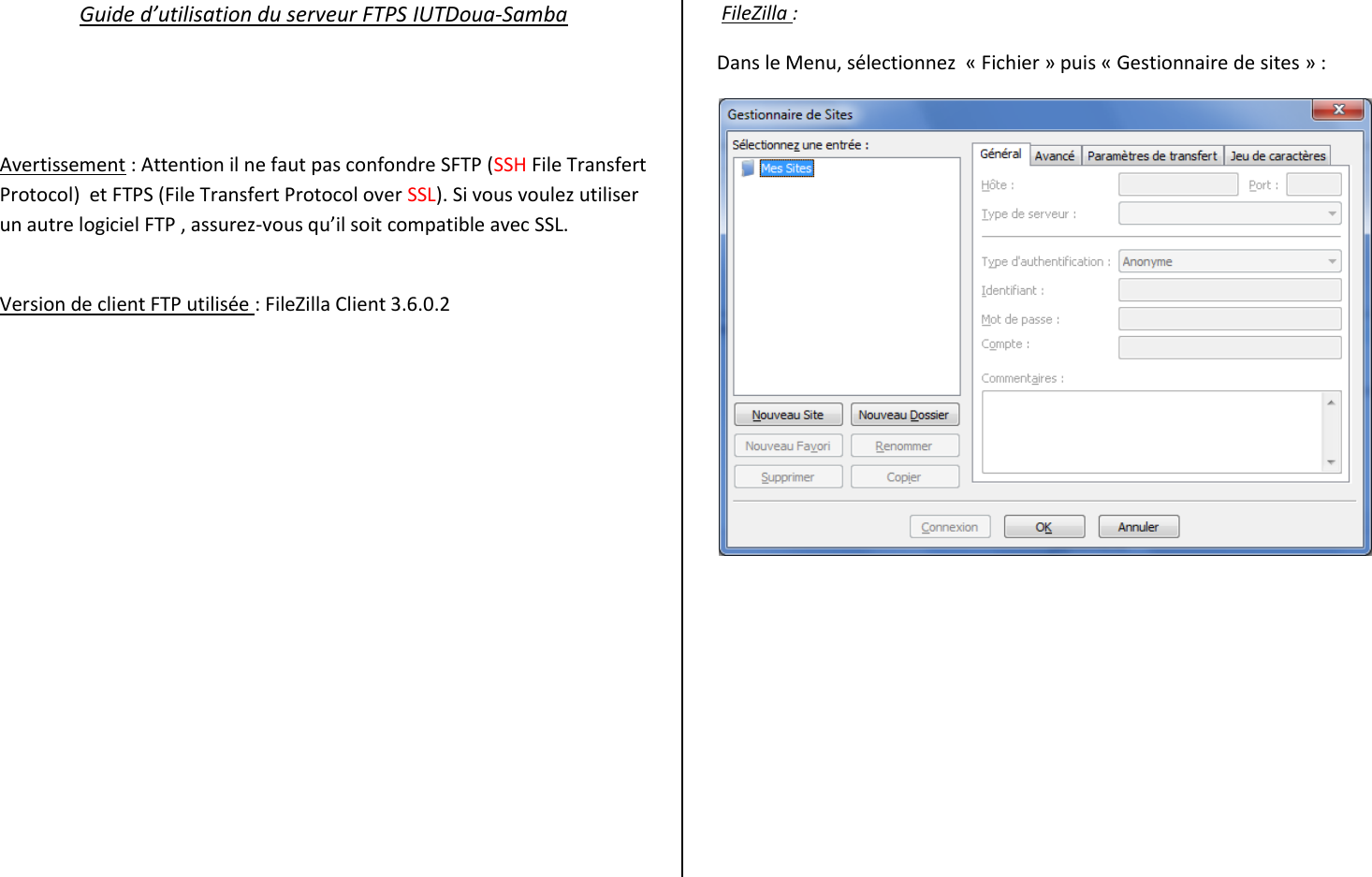 Guide D'utilisation Du Serveur FTPS De L'IUT